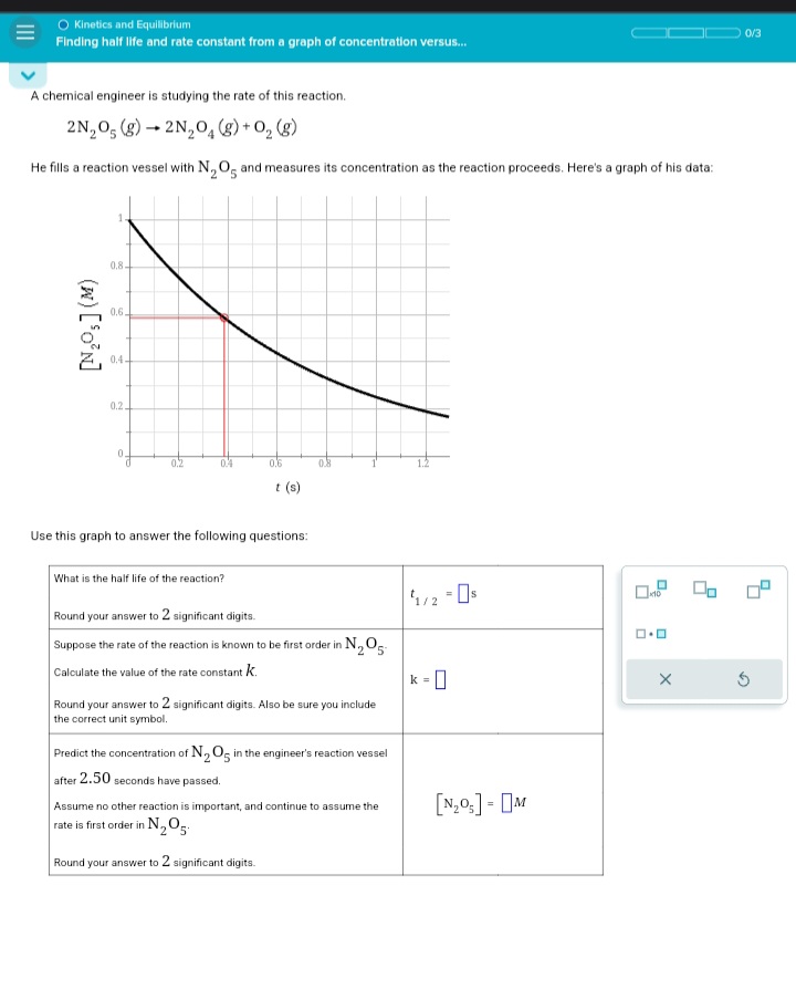 Kinetics and Equilibrium Finding half life and rate constant from a graph of concentration ...