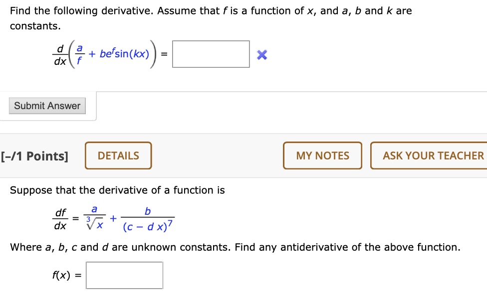 SOLVED: Find the following derivative. Assume that f is a function of x ...
