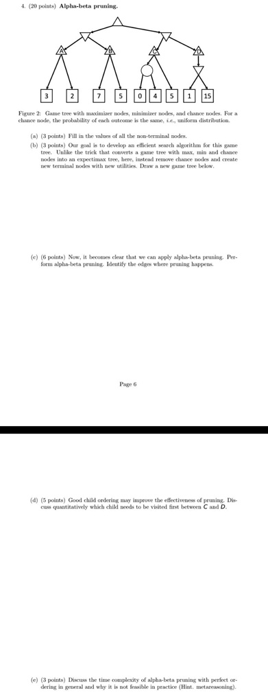 4 20 points alpha beta pruning 01 4 5 1 15 figure 2 game tree with maximizer nodes minimizer ...