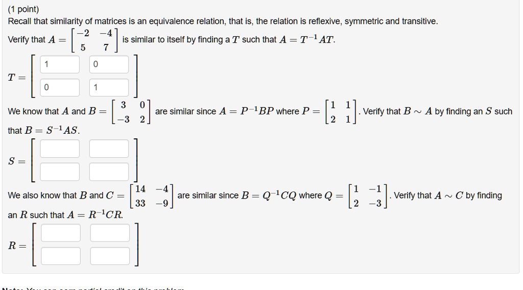 point recall that similarity of matrices is an equivalence relation ...
