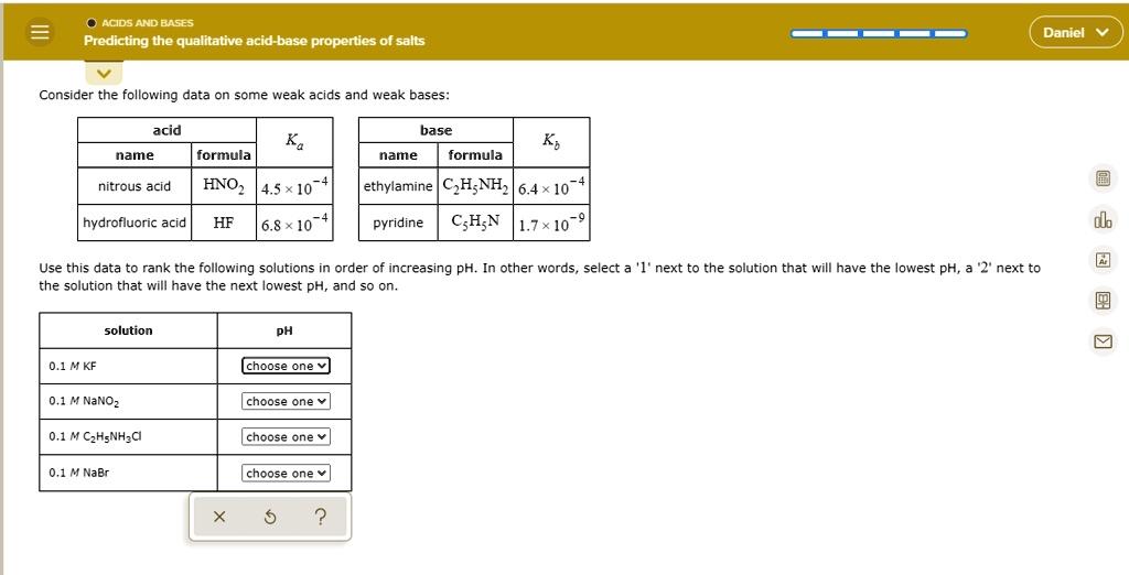 SOLVED: ACIDS AND BASES Daniel Predicting the qualitative acid-base ...