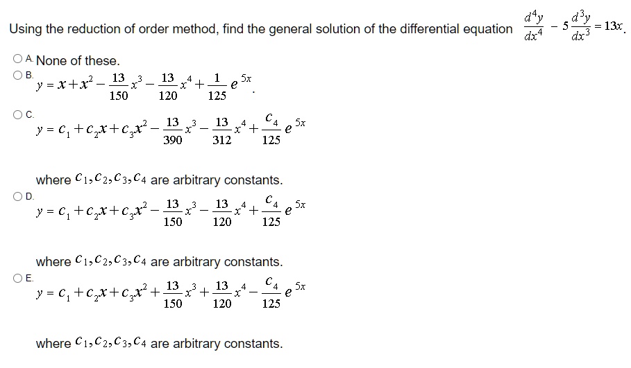 SOLVED: Using the reduction of order method, find the general solution of the differential ...
