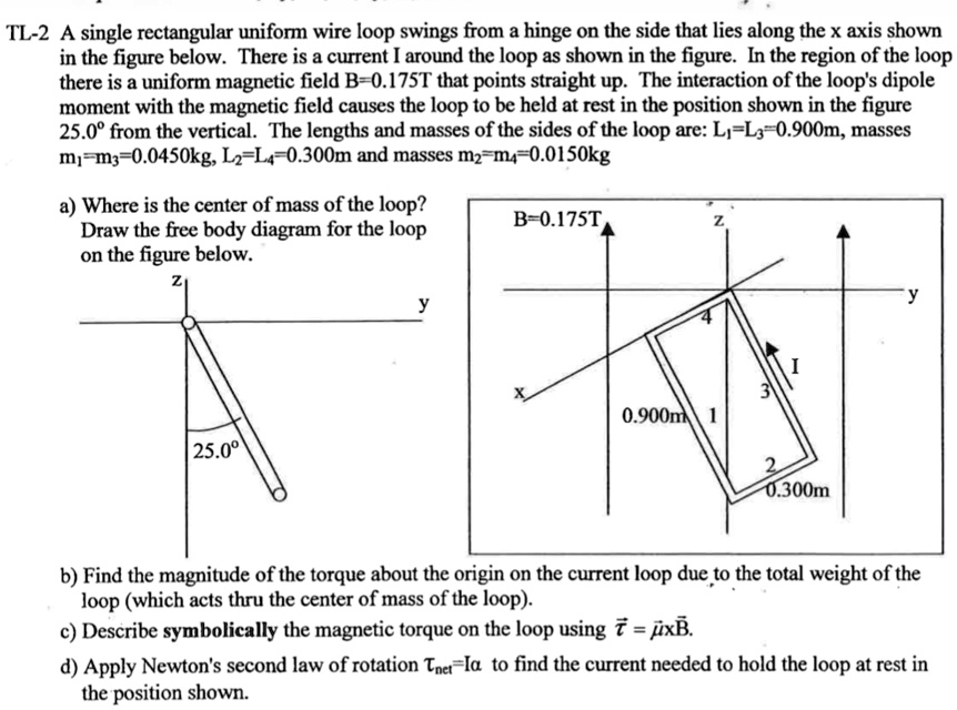 tl 2 a single rectangular uniform wire loop swings from a hinge on the ...