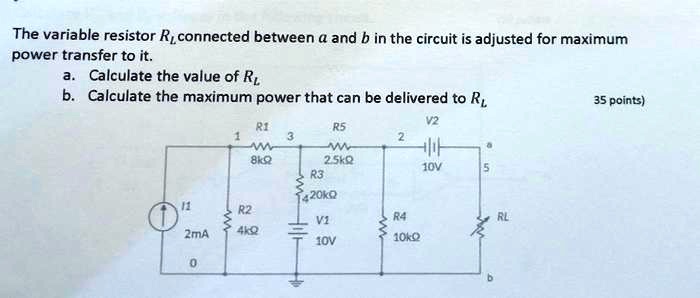 SOLVED: The variable resistor Rz connected between a and b in the circuit is adjusted for ...