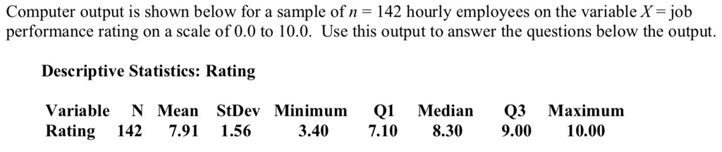 computer output is shown below for a sample of n 142 hourly employees ...