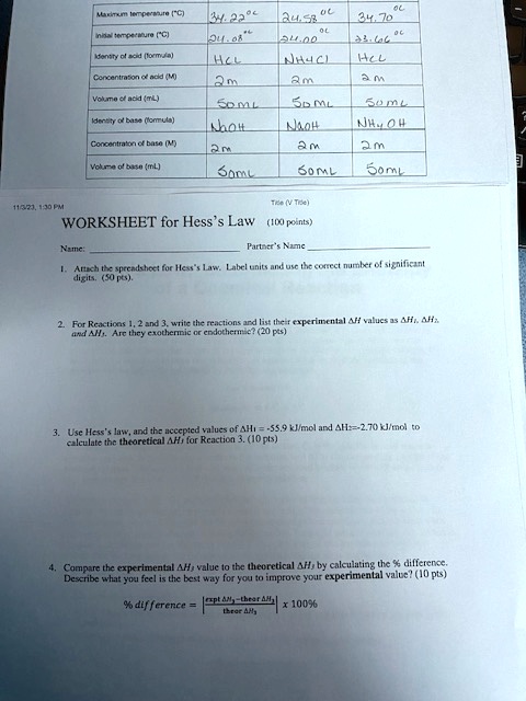 SOLVED: Part II: Conduct the Reaction Between Solutions of NaOH and ...