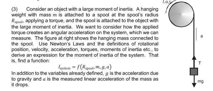 SOLVED: Consider an object with a large moment of inertia. A hanging ...