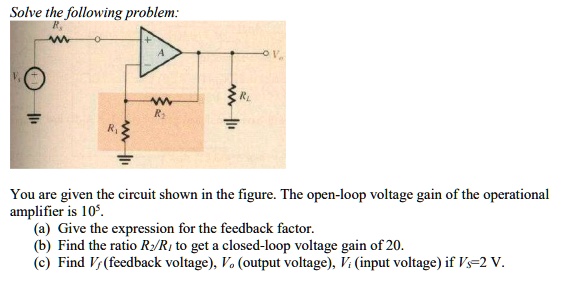 You are given the circuit shown in the figure. The open-loop voltage gain of the operational ...