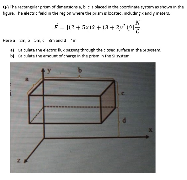 0 the rectangular prism of dimensions a b is placed in the coordinate ...