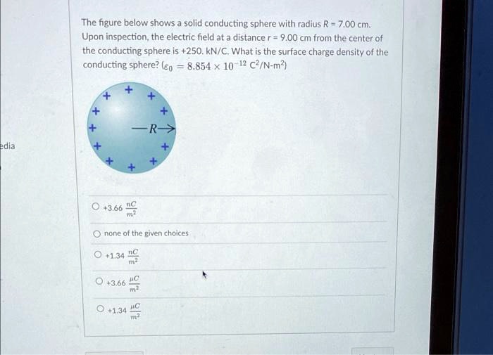 SOLVED: The figure below shows a solid conducting sphere with a radius ...