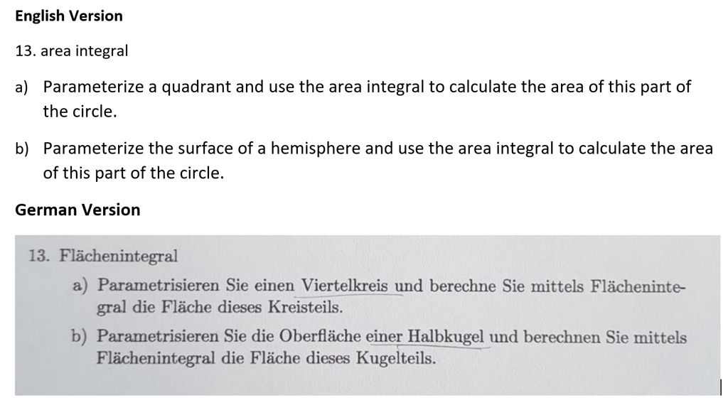 SOLVED: 13. Area Integral a) Parameterize a quadrant and use the area ...