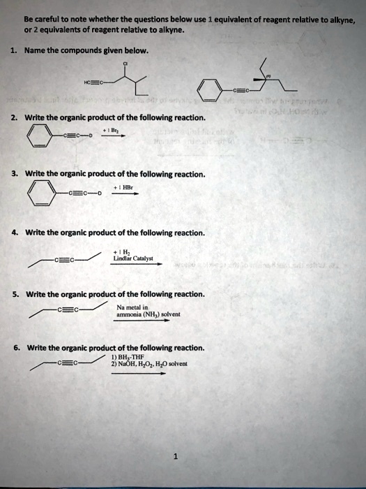 SOLVED: Be careful to note whcther the questions below use equivalent of reagent relative to ...
