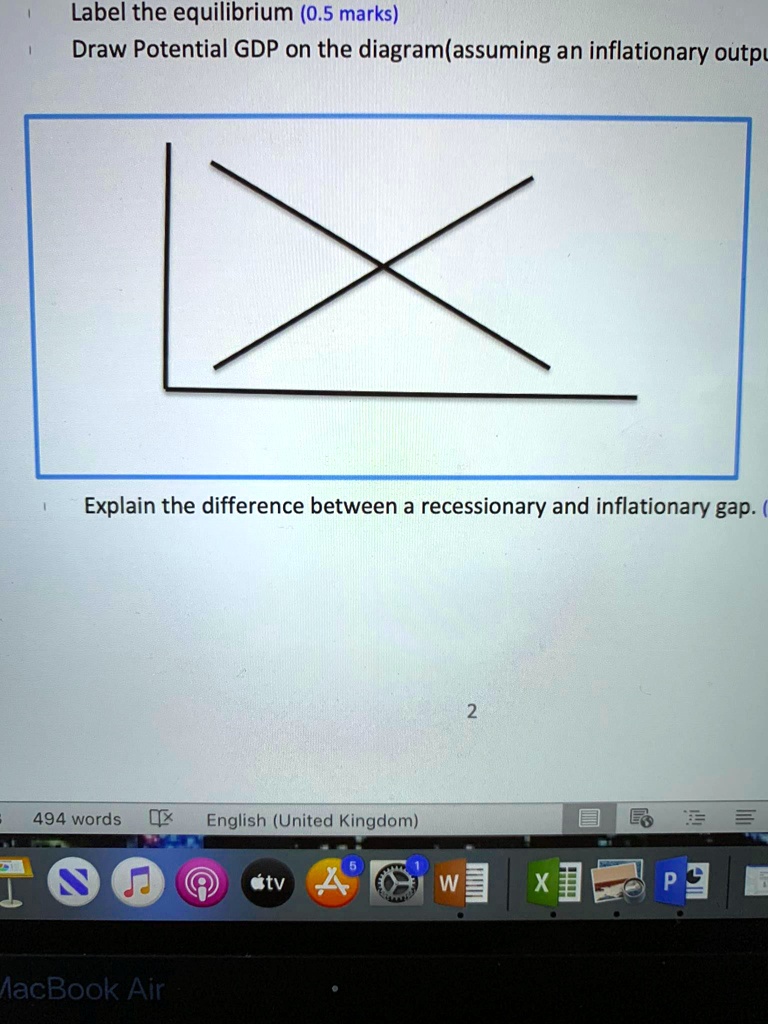 Label the equilibrium (0.5 marks) Draw Potential GDP on the diagram ...