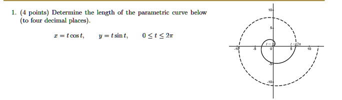 SOLVED: Determine the length of the parametric curve below (to four decimal places). x = tcost ...