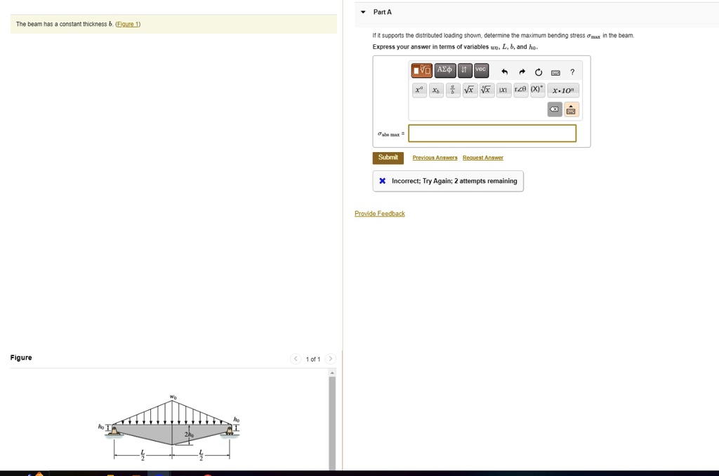the beam has a constant thickness b figure 1 part a if it supports the ...