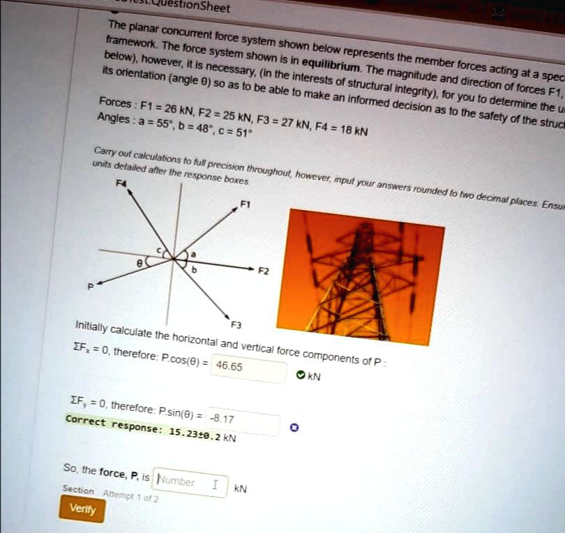 SOLVED: Framework: The force system shown is in equilibrium. The ...