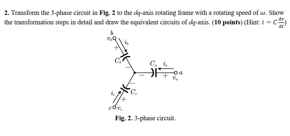2. Transform the 3-phase circuit in Fig. 2 to the dq-axis rotating ...