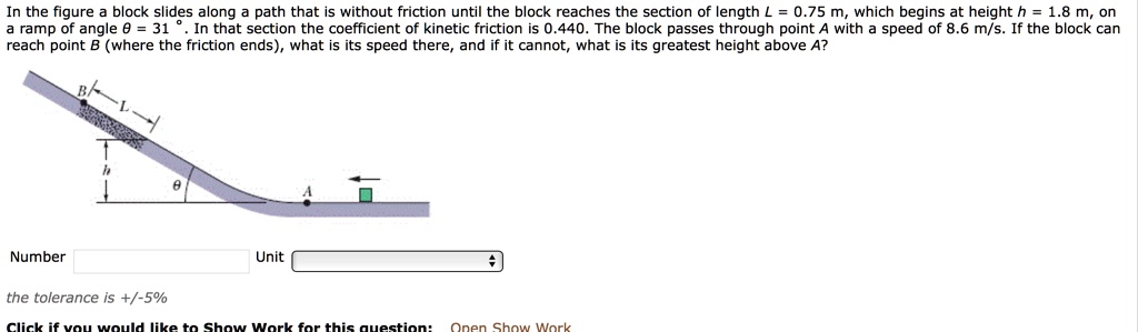 SOLVED: In the figure block slides along path that is without friction until the block reaches ...