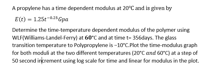 A propylene has a time dependent modulus at 20°C and is...