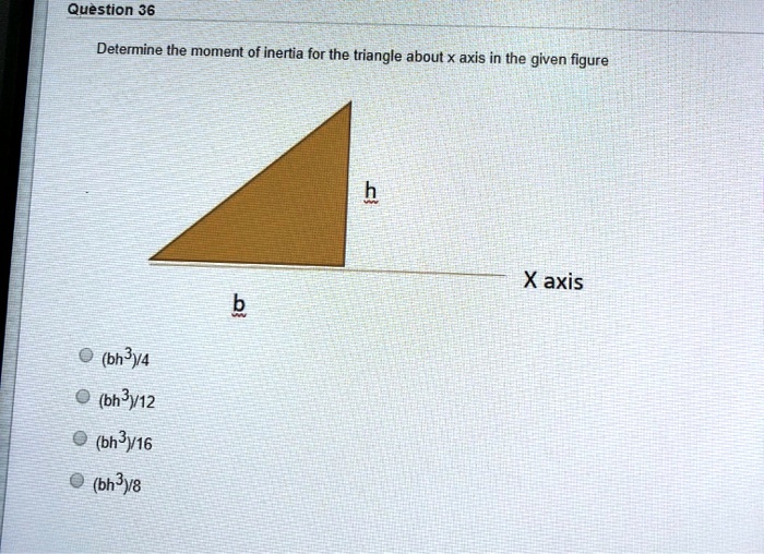 SOLVED: Determine the moment of inertia for the triangle about the x ...