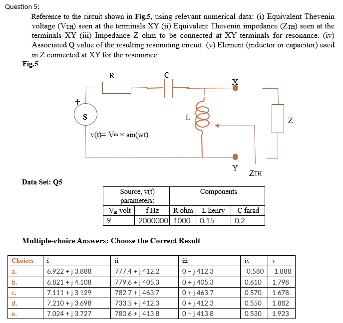 SOLVED: Texts: Question 5: Reference to the circuit shown in Fig. 5, using relevant numerical ...