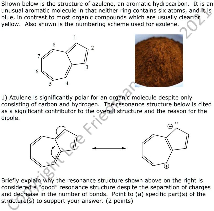 shown below is the structure of azulene an aromatic hydrocarbon it is ...