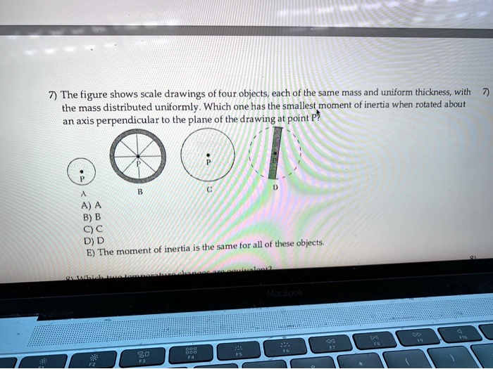 the figure shows scale drawings of four objects each of the same mass and uniform thickness with ...