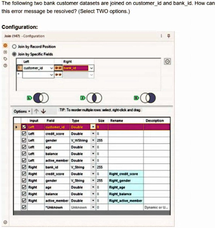 SOLVED: Configuration: Actions: A. 3 B. 4 C. 5 D. 6 The following two bank customer datasets are ...