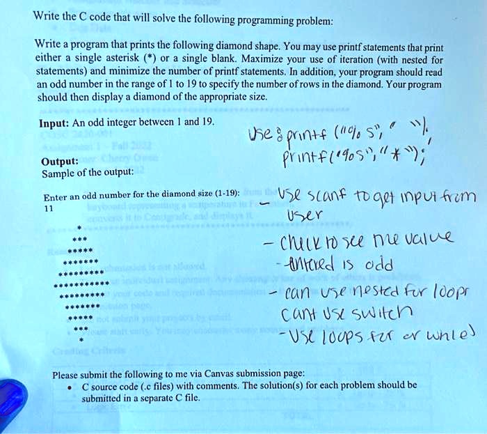 Solved Write The C Code That Will Solve The Following Programming Problem Write A Program That 9822