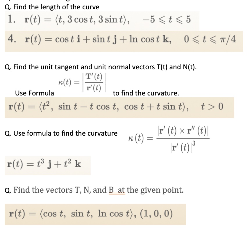 SOLVED: p: Find the length of the curve 1. r(t) = (t,3cos t, 3 sin t) , 25