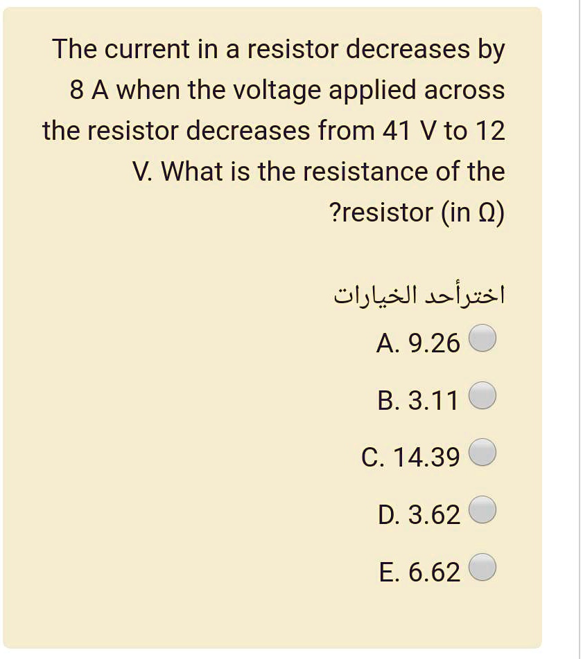 SOLVED:The current in a resistor decreases by 8 A when the voltage ...