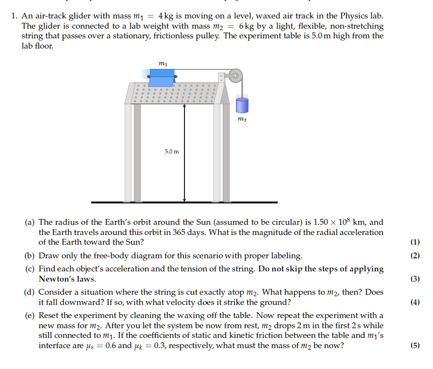 1. An air-track glider with mass m? = 4 kg is moving on a level, waxed ...