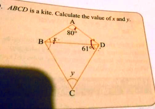 SOLVED: 'abcd is a kite and find value of x and y ABCD is a kite; Calculate the value of x andy ...