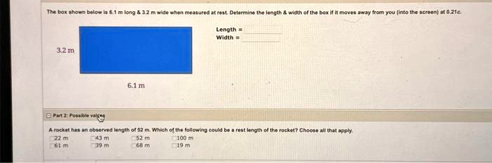 SOLVED: The box shown below is 6.1m long and 3.2m wide when measured at ...