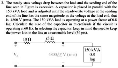SOLVED: The steady-state voltage drop between the load and the sending end of the line seen in ...