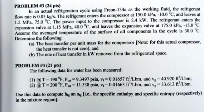 SOLVED: PROBLEM#3(24 pts) In an actual refrigeration cycle using Freon ...