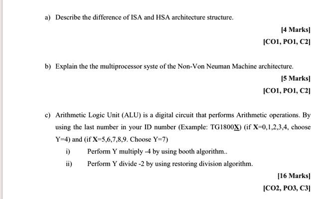 SOLVED: a Describe the difference of ISA and HSA architecture structure ...