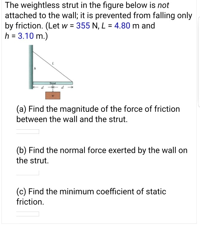 SOLVED: The weightless strut in the figure below is not attached to the ...