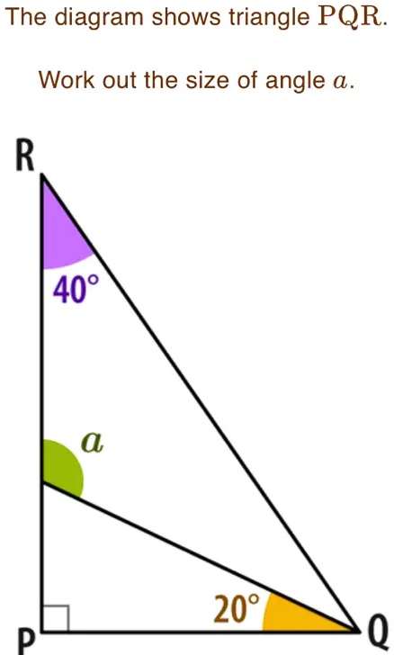 The diagram shows triangle PQR. Work out the size of angle...