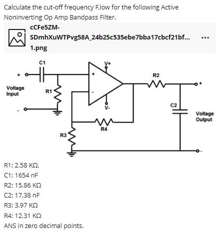 SOLVED: Calculate the cut-off frequency Flow for the following Active ...