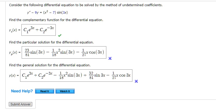 consider the following differential equation to be solved by the method of undetermined ...