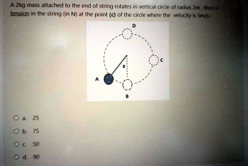 A 2kg mass attached to the end of string rotates in vertical circle of ...