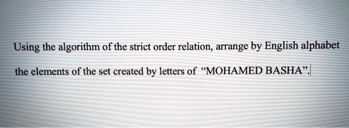 using the algorithm of the strict order relation arrange by english ...