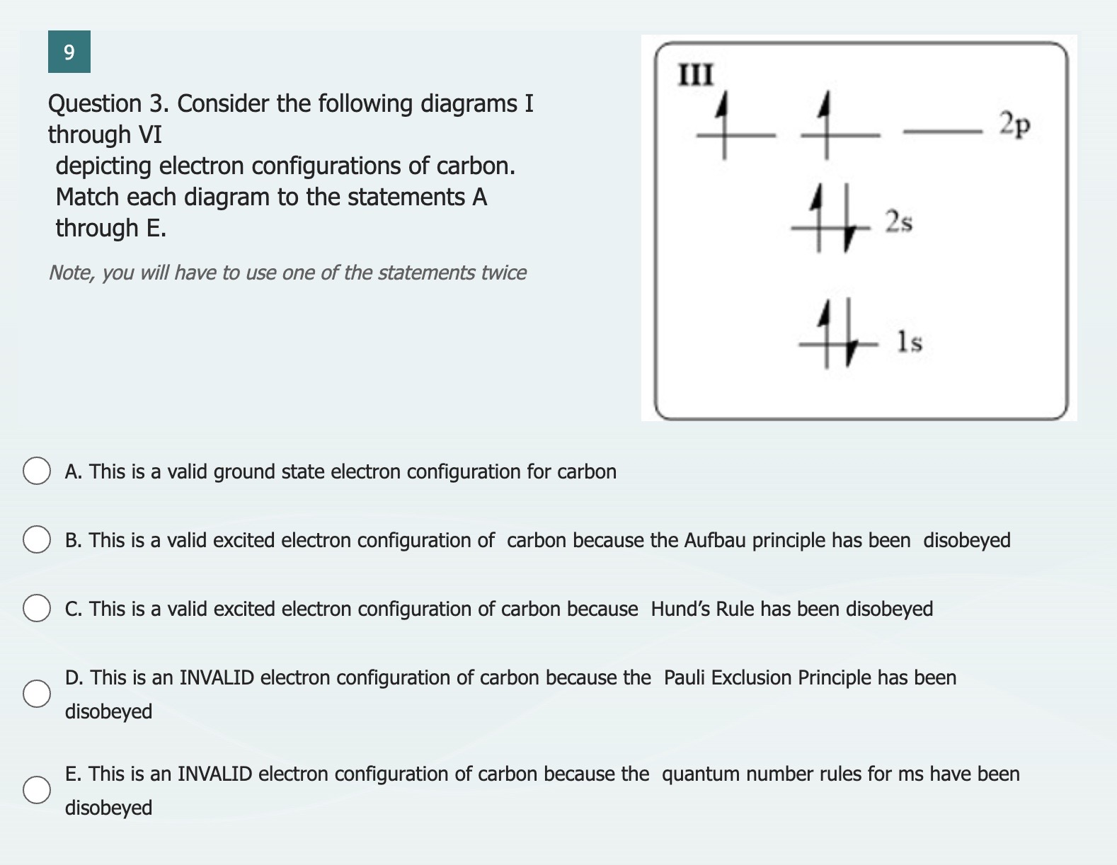 Solved 9 Iii Question 3 Consider The Following Diagrams I Through Vi