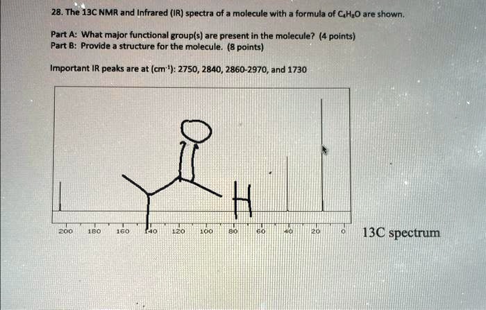 28. The 13C NMR and Infrared (IR) spectra of a molecule with a formula ...