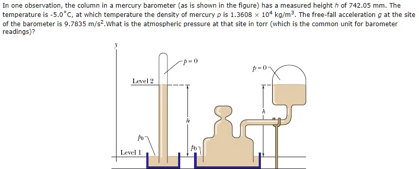 in one observation the column in mercury barometer as shown in the ...