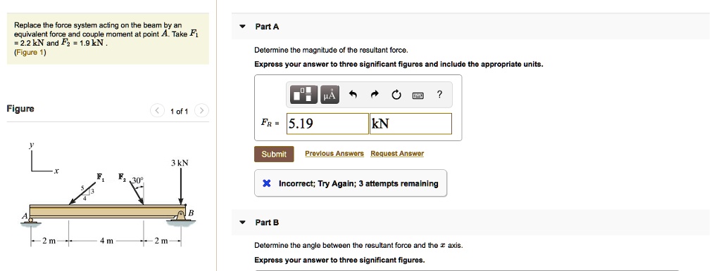 SOLVED: A) Determine the magnitude of the resultant force. B) Determine ...