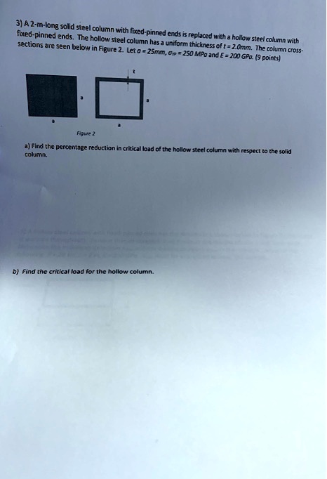 SOLVED: a 2m long solid steel column with fixed pinned ends is replaced ...
