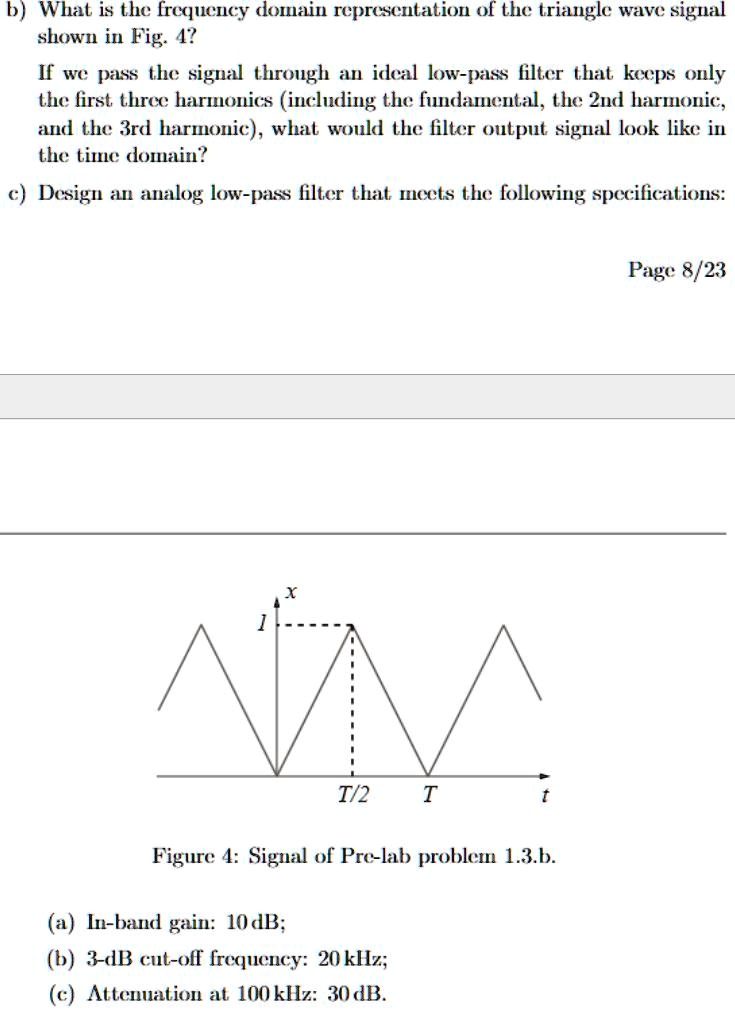 SOLVED: What is the frequency domain representation of the triangle wave signal shown in Fig. 4 ...