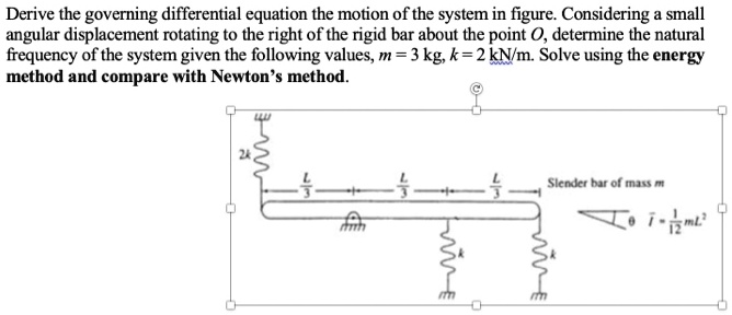 SOLVED: Derive the governing differential equation for the motion of the system in the figure ...